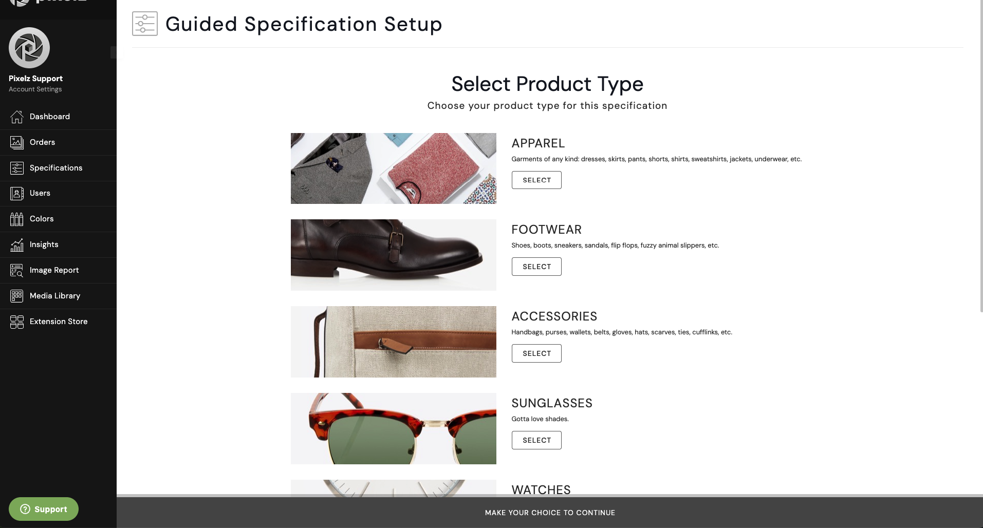 Options for Creating Specifications – Pixelz