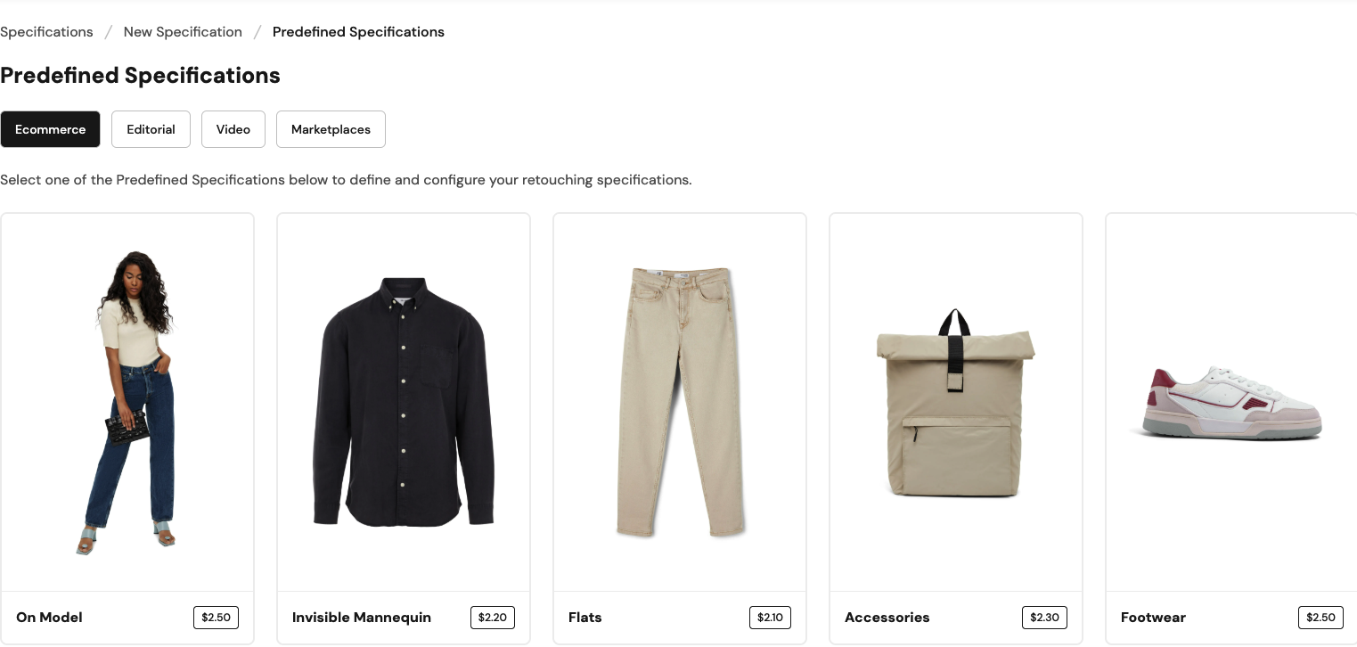 Options for Creating Specifications – Pixelz