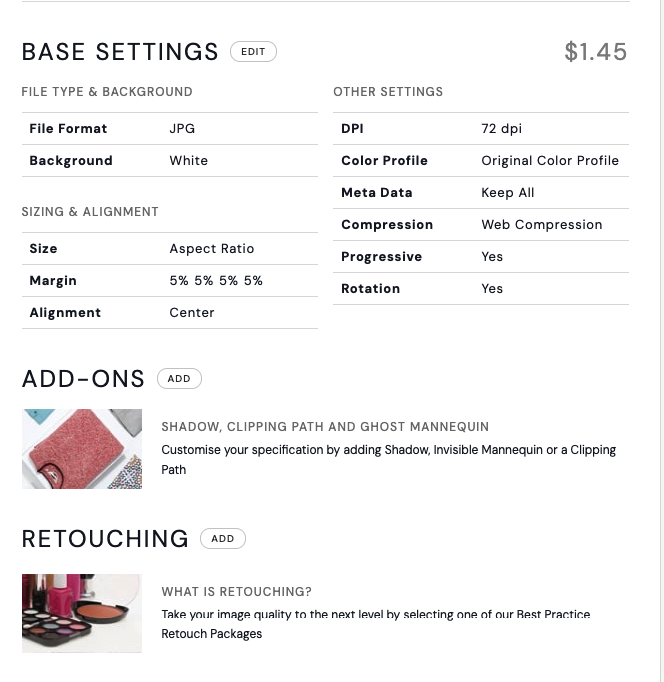 Options for Creating Specifications – Pixelz